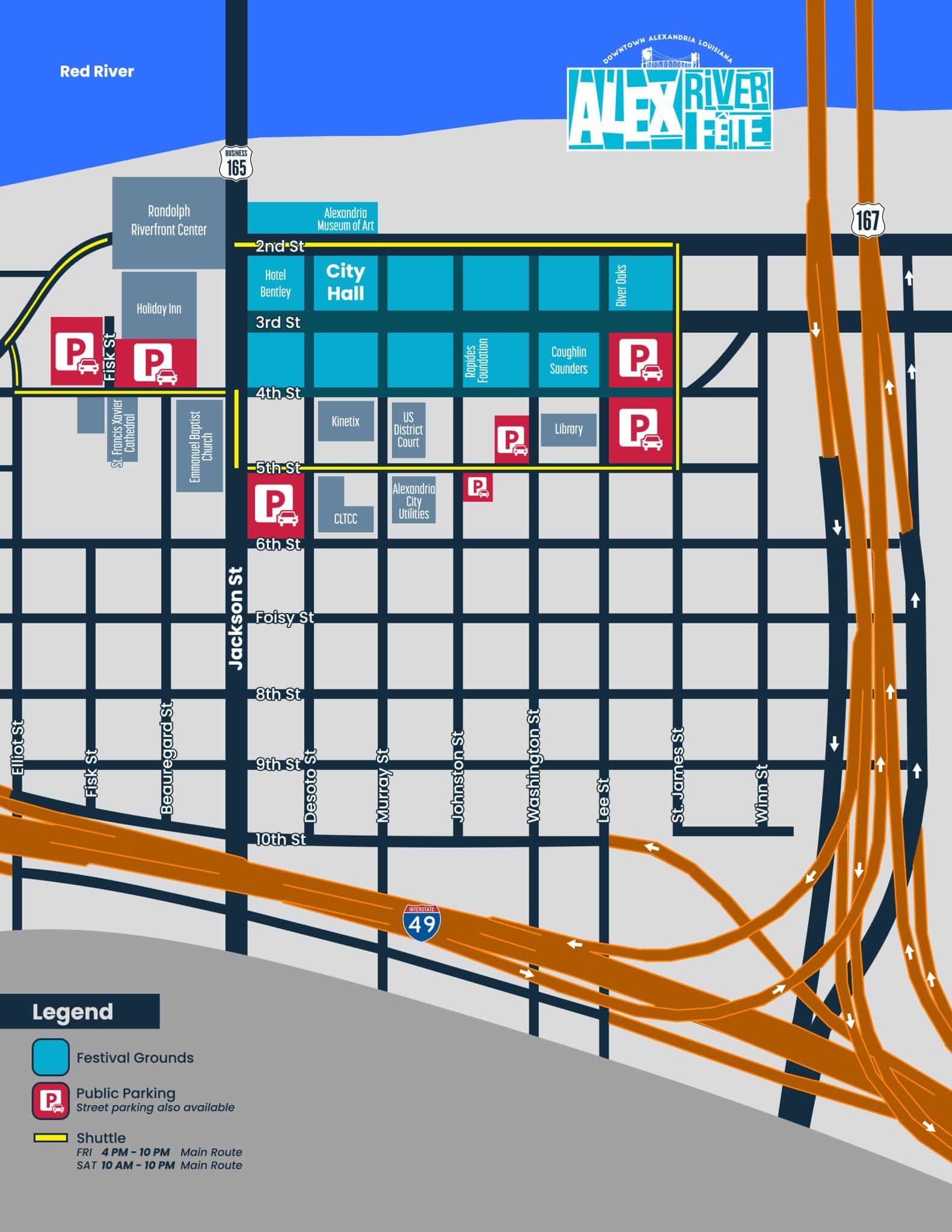 Fête Map - Alex River Fête | City of Alexandria, LA